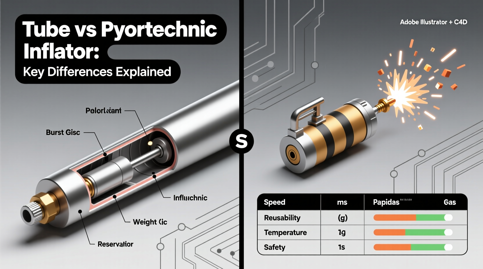 Tube vs Pyrotechnic Inflator: Key Differences Explained
