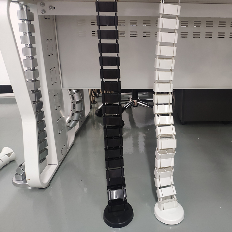 Cable management system with snake cable under the table, mounted on ...