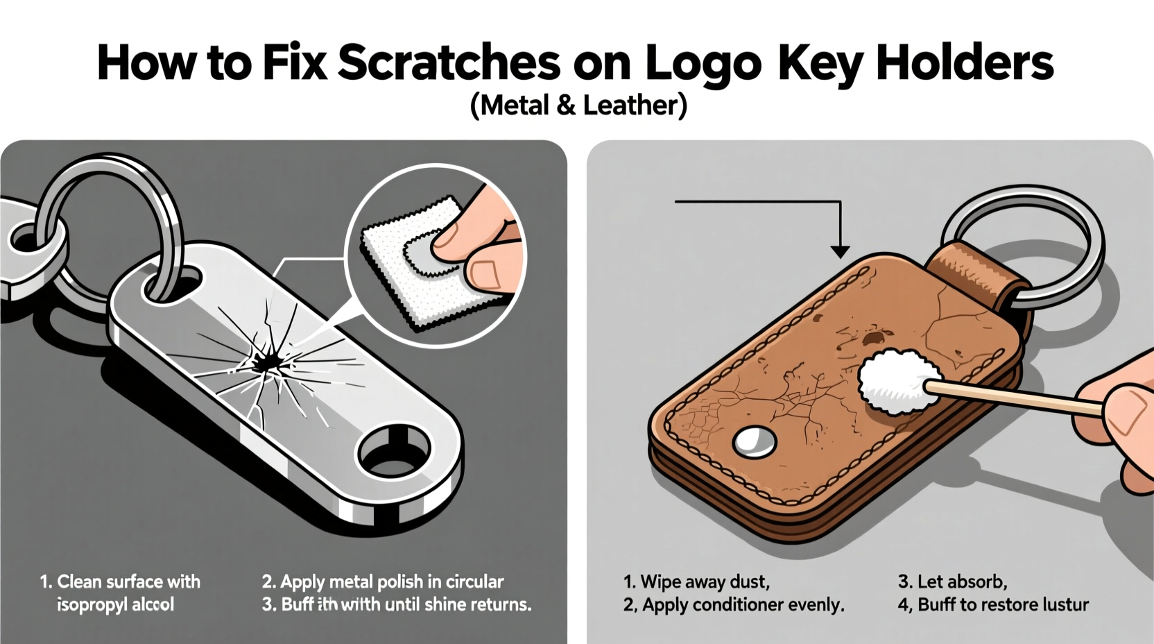 How to Fix Scratches on Logo Key Holders (Metal & Leather)