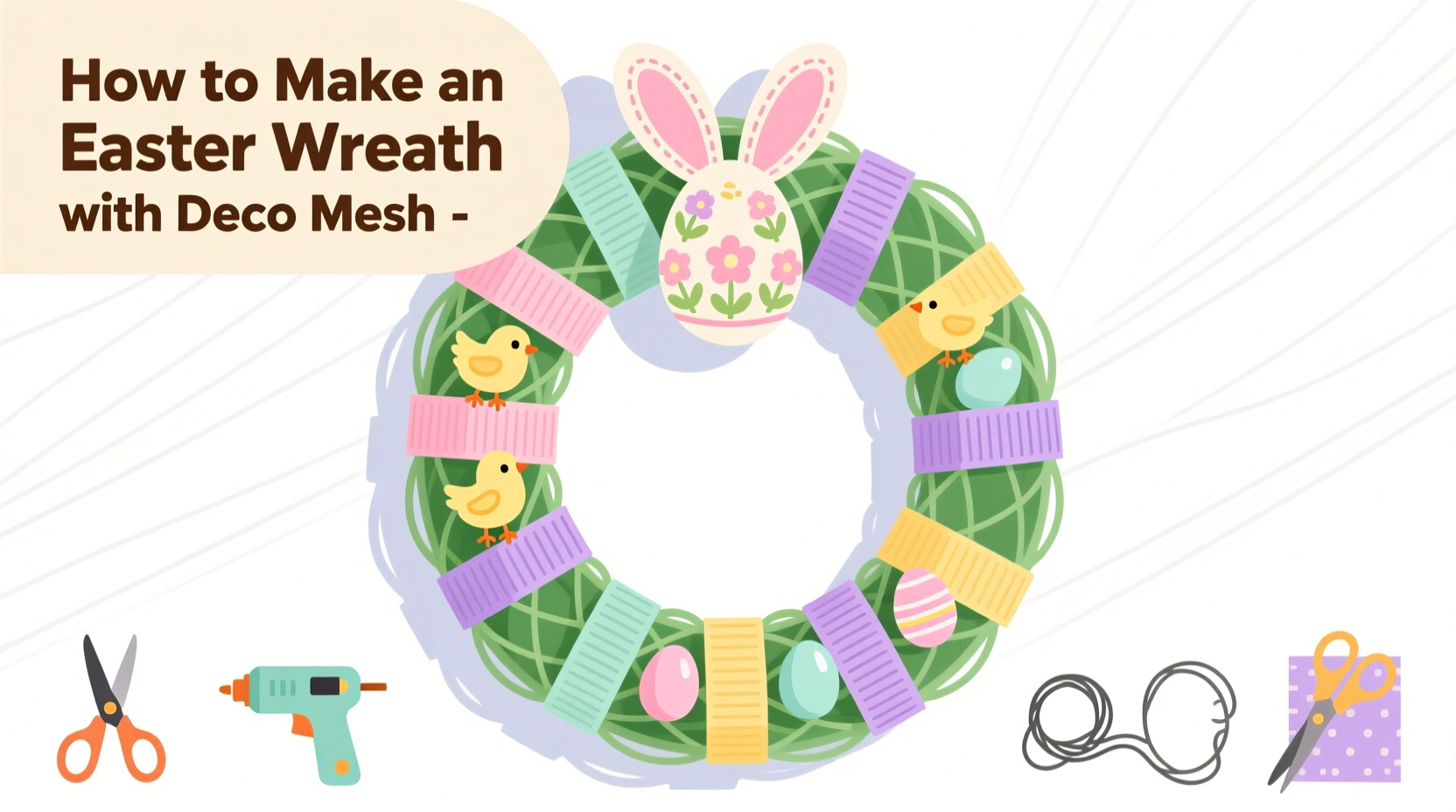 How to Make an Easter Wreath with Deco Mesh