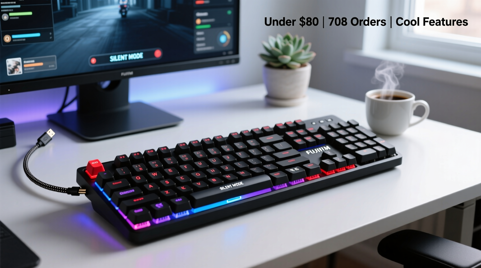 Quiet Gaming Keyboards Under 10 To 80 With 708 Total Orders And Cool ...