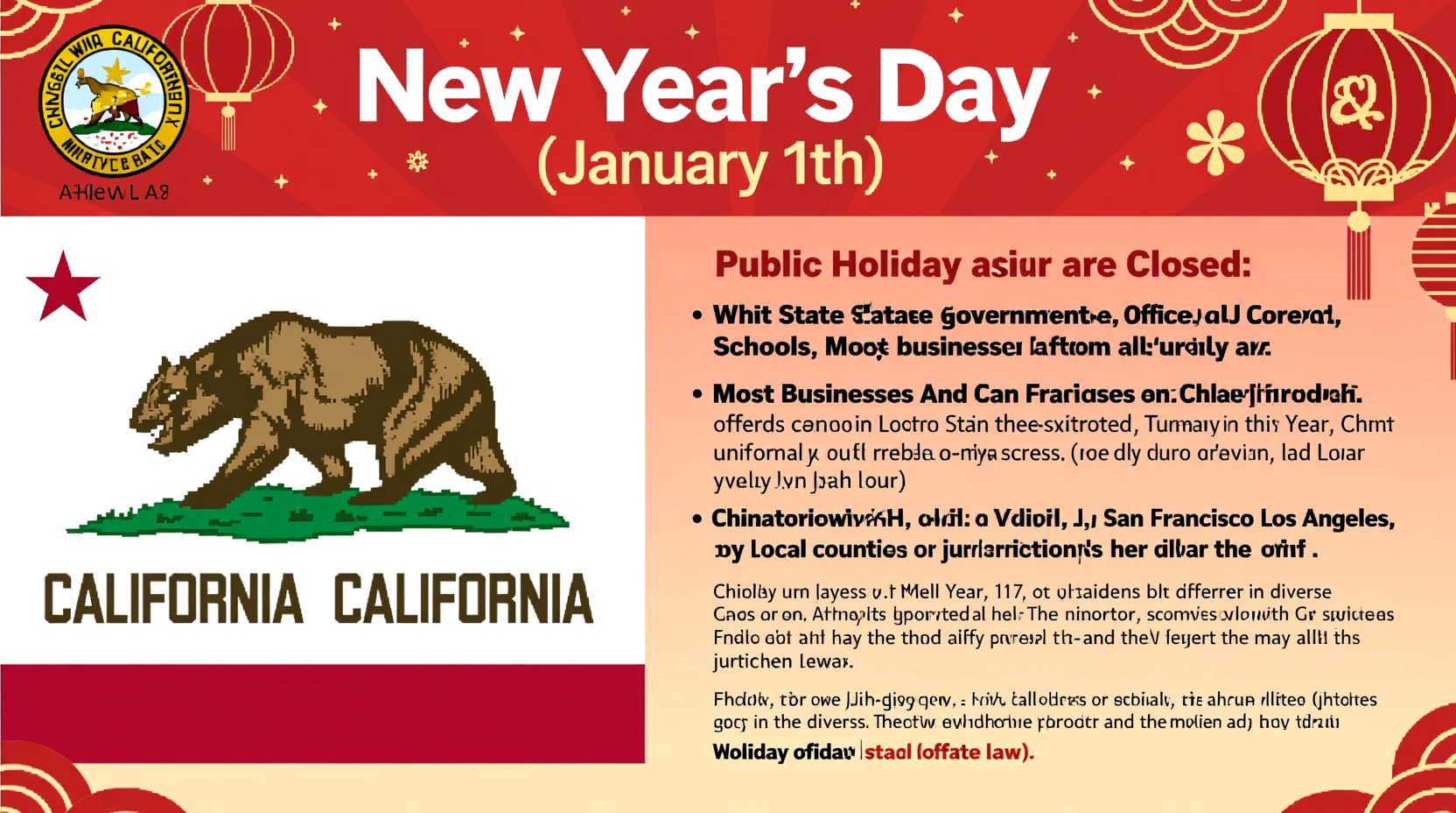 Is New Year Holiday in California a Public Holiday?