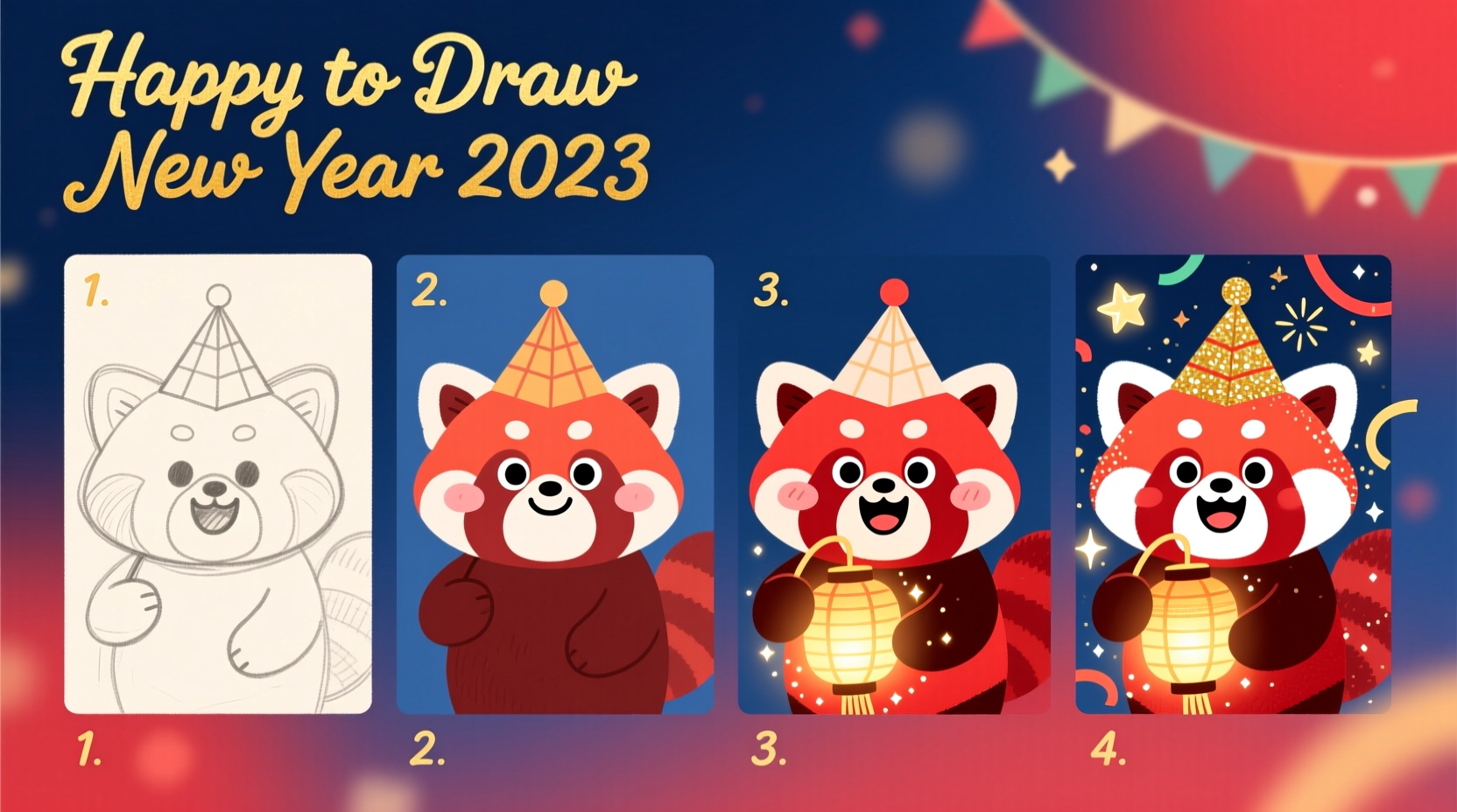 How to Draw Happy New Year 2019 Step by Step