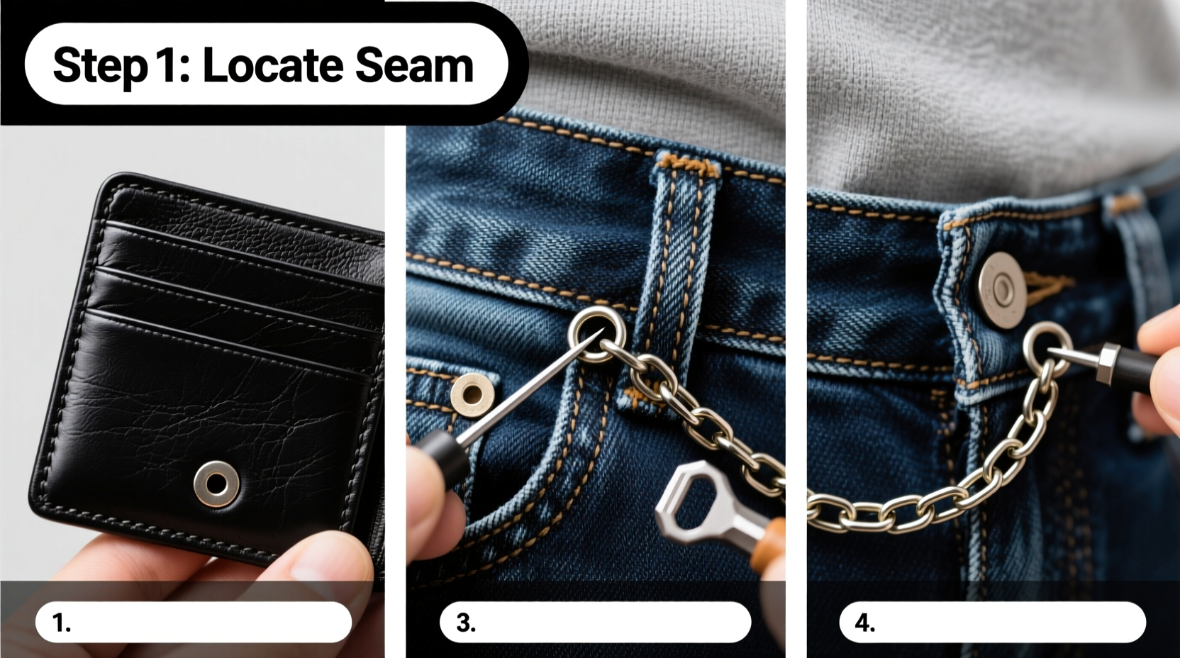 Step By Step Guide To Safely Attach A Leather Wallet Chain To Any Pair ...