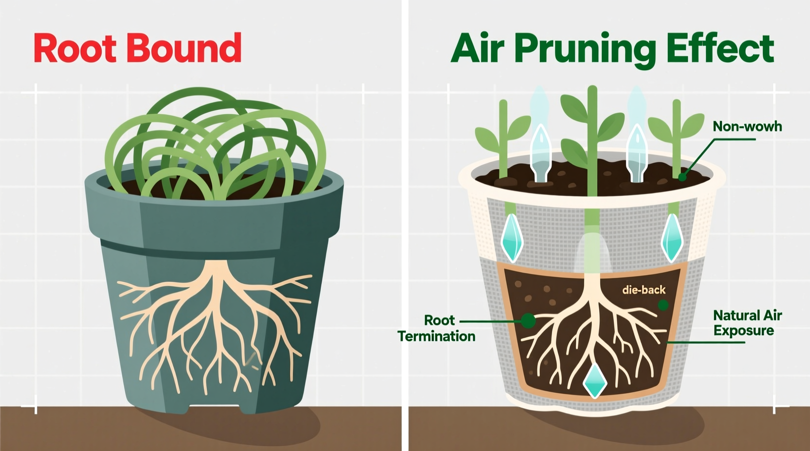 How to Choose Air Pruning Pots with Root Control: Non-Woven Plant ...
