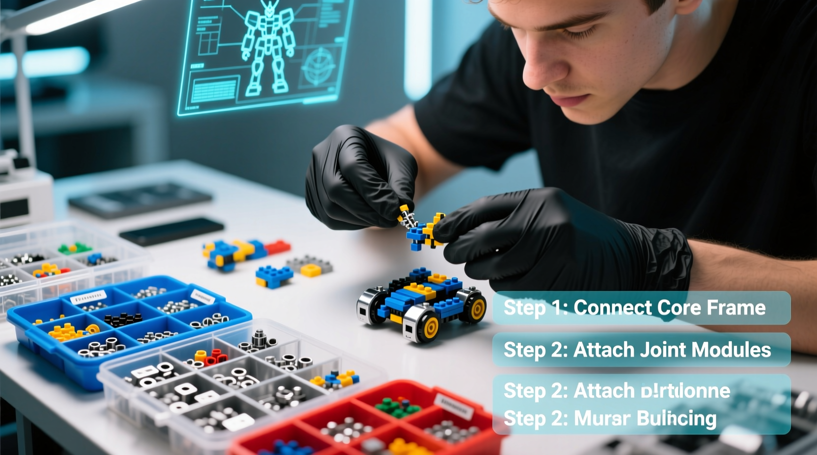 Mastering The Art Of Assembling Tiny Particle Building Block Mecha Toys ...