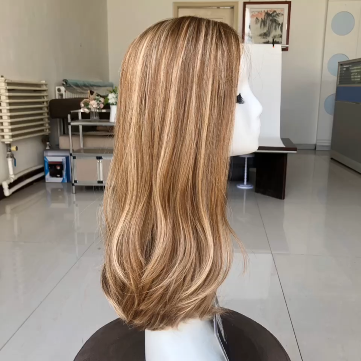 Ash Blonde Balayage Highlights Color 100% European Human Hair Transparent Swiss Lace Top Kosher ...