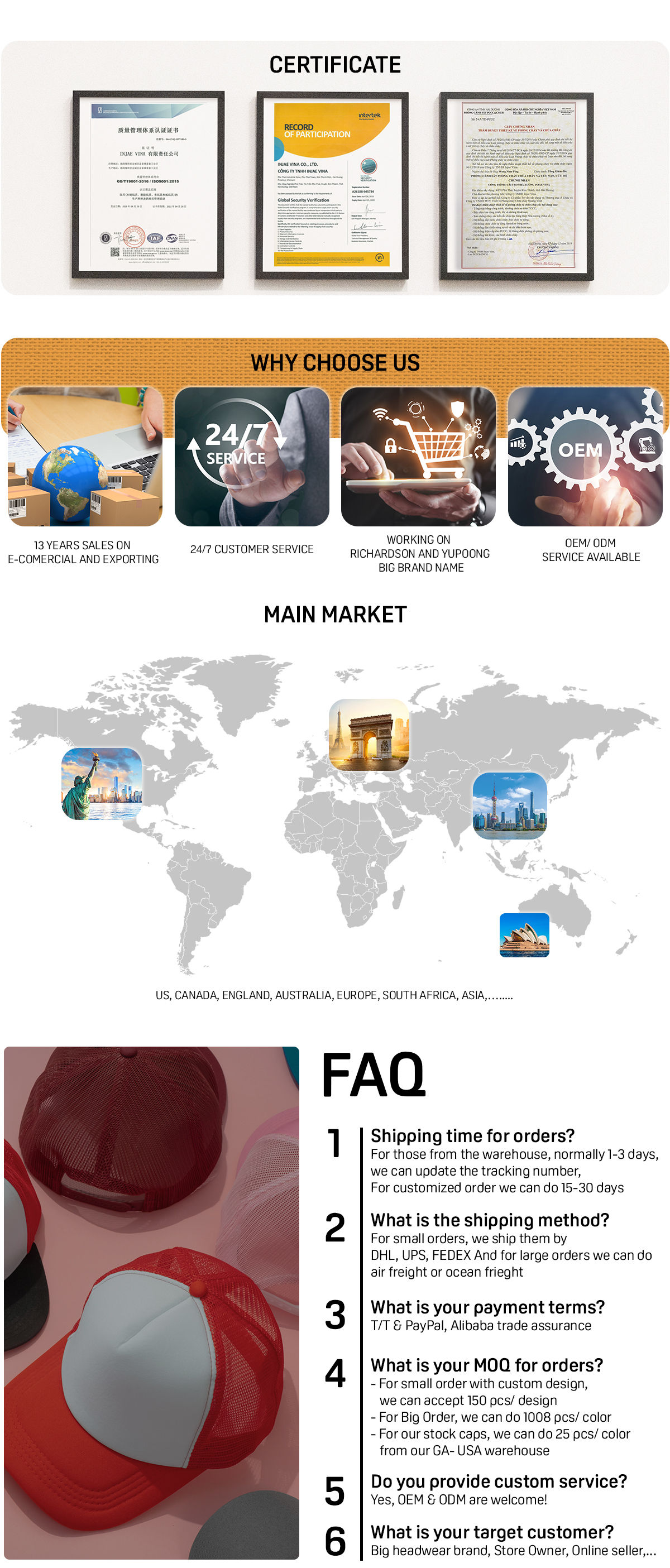 INJAE VINA CO., LTD - Sport Caps, Golf Caps