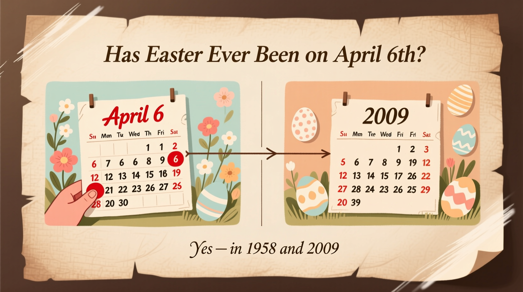 Has Easter Ever Been on April 6th? Yes, in 1958 and 2009