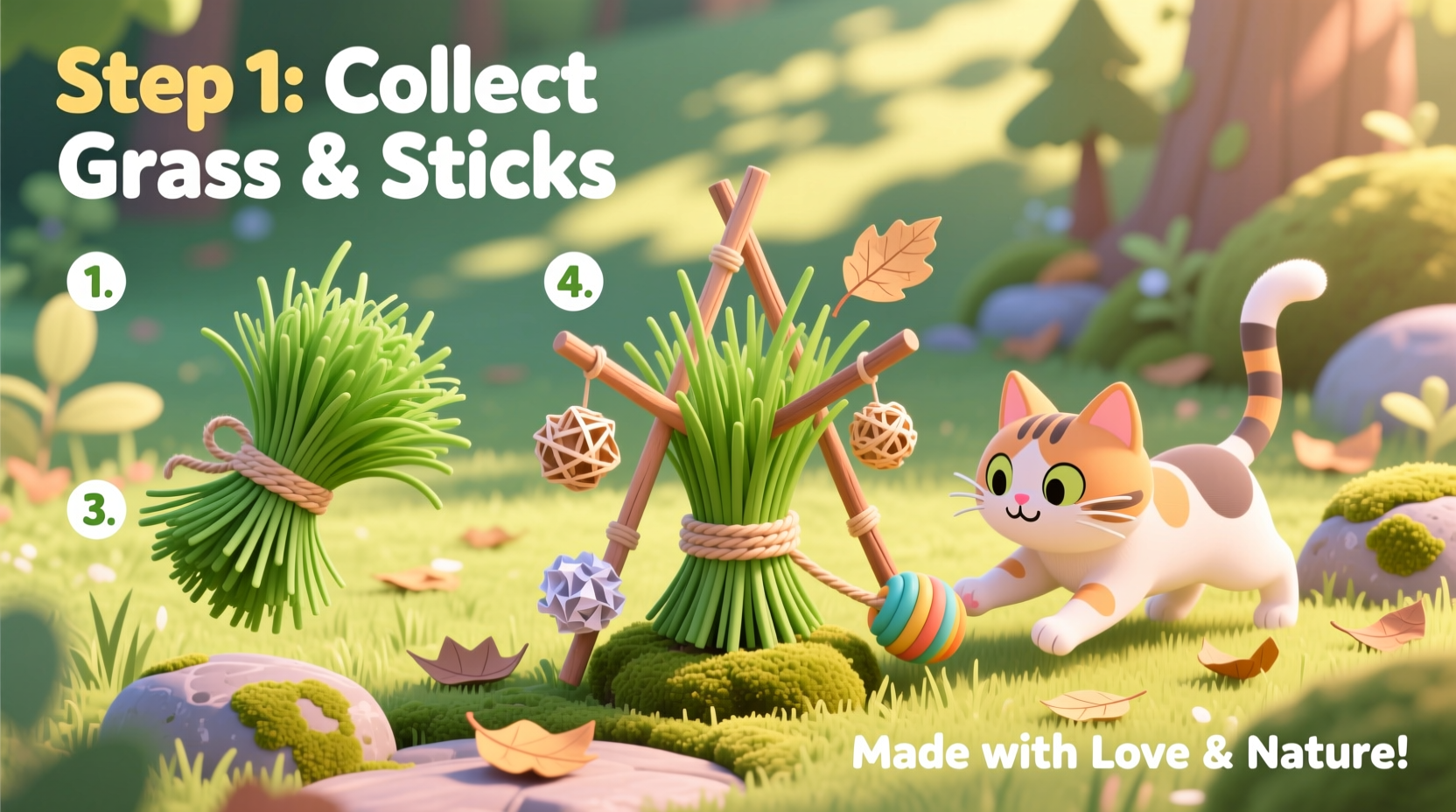 Creative And Easy Diy Cat Toys Using Grass And Sticks A Step By Step Guide