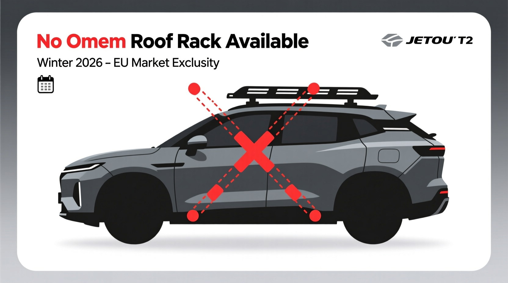 No OEM Jetour T2 Roof Rack in EU for Winter 2026