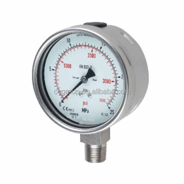 Stainless Steel EN 837-1 Pressure Gauge - 2.5" & 4" Sizes, 15,000 psi ...