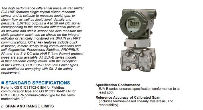 Original Yokogawa EJA110E Differential Pressure Transmitter Products ...