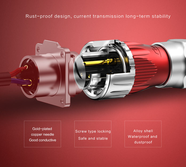 Waterproof Cable copper pin connector metal shell 9 pin circular connector