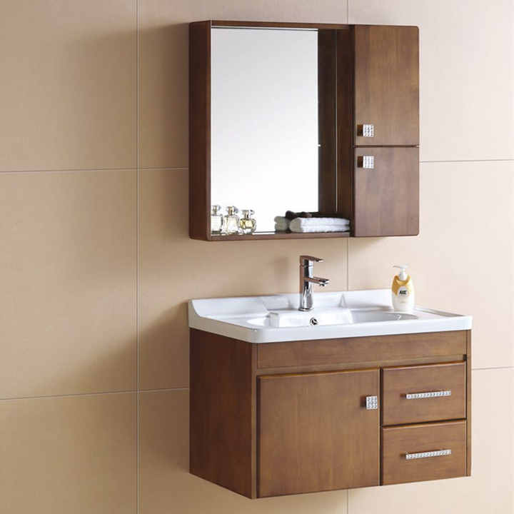Modern Bathroom Counter Wash Basin Wooden Cabinet with Mirror - Wall ...