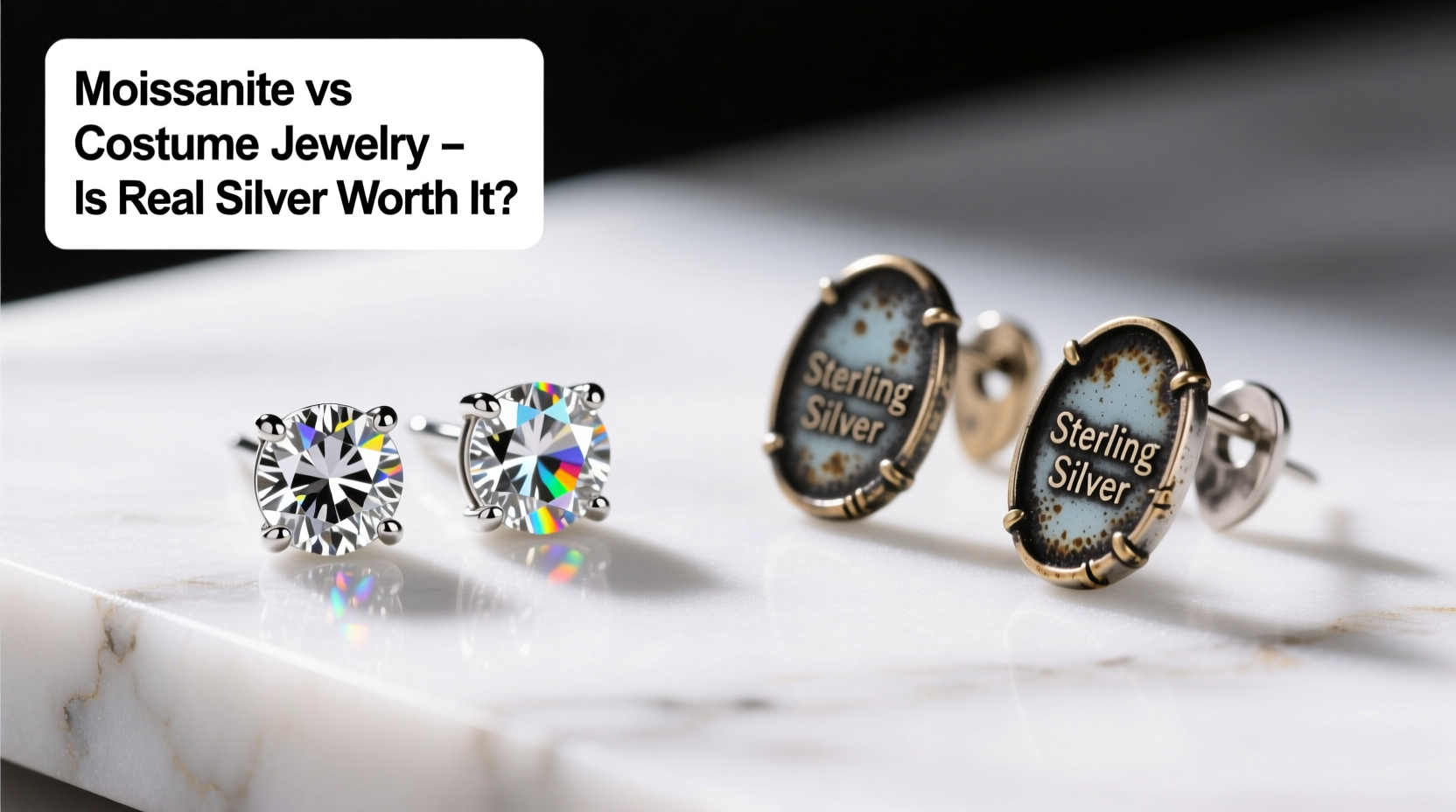 Moissanite Vs Costume Jewelry Earrings Are Real Silver Earrings Really ...