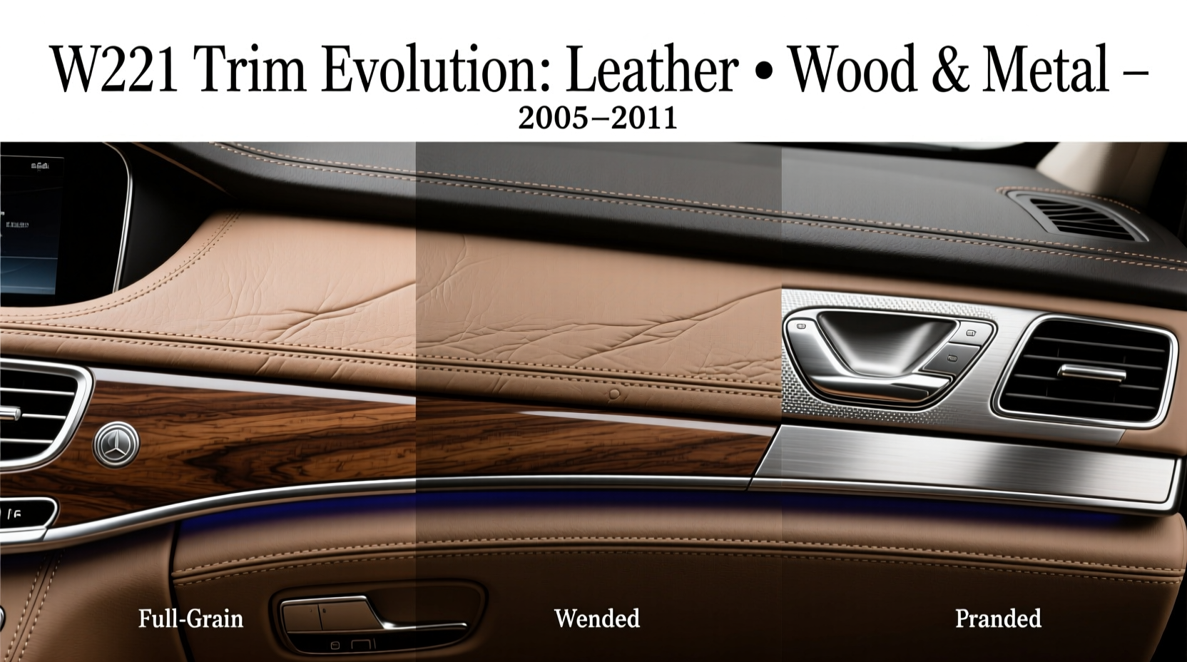 W221 Trim Material Comparison: Leather, Wood & Metal by Model Year