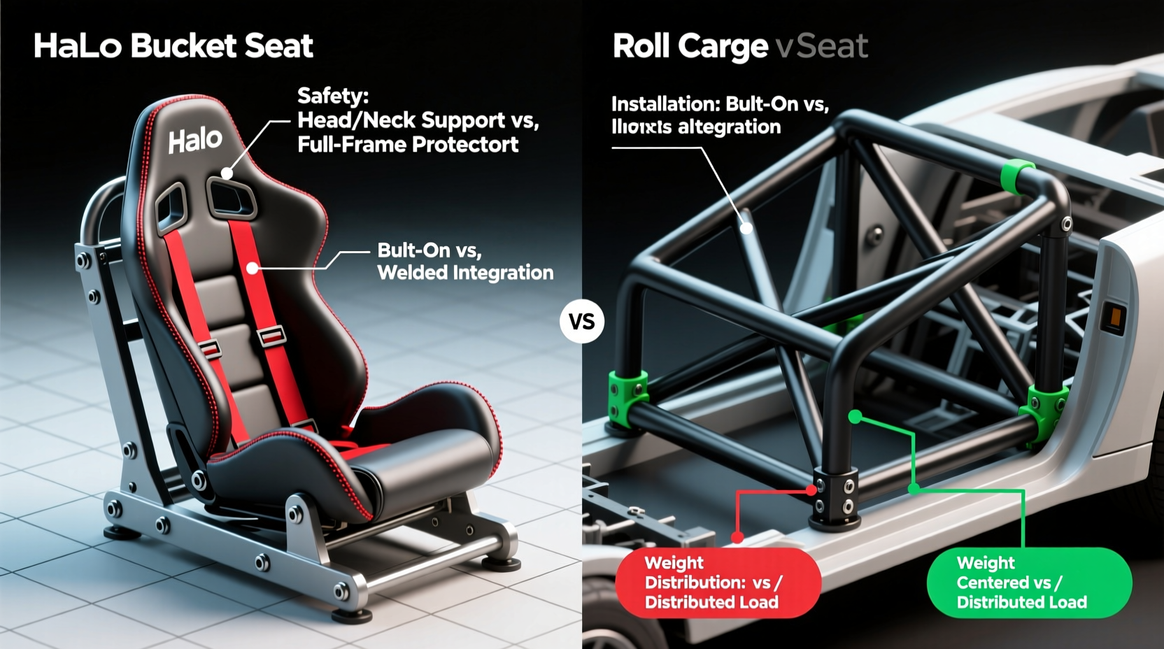 Halo Bucket Seat vs Roll Cage: Key Safety & Installation Differences