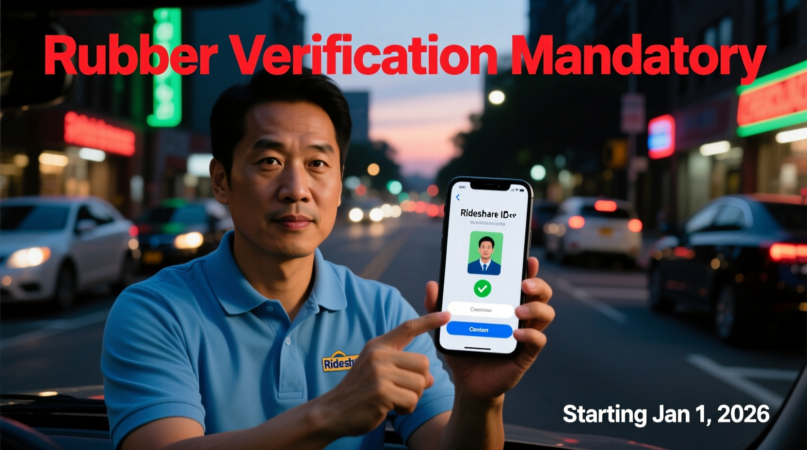 Rubber Verification Mandatory for Rideshare Drivers Starting Jan 1, 2026
