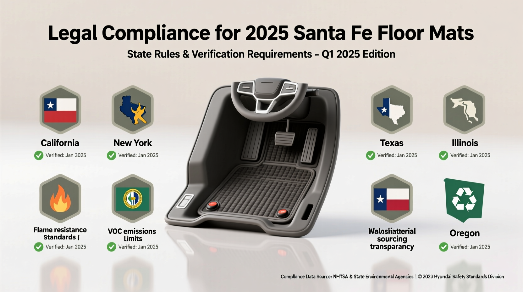 Legal Compliance for 2025 Santa Fe Floor Mats: State Rules & Verification