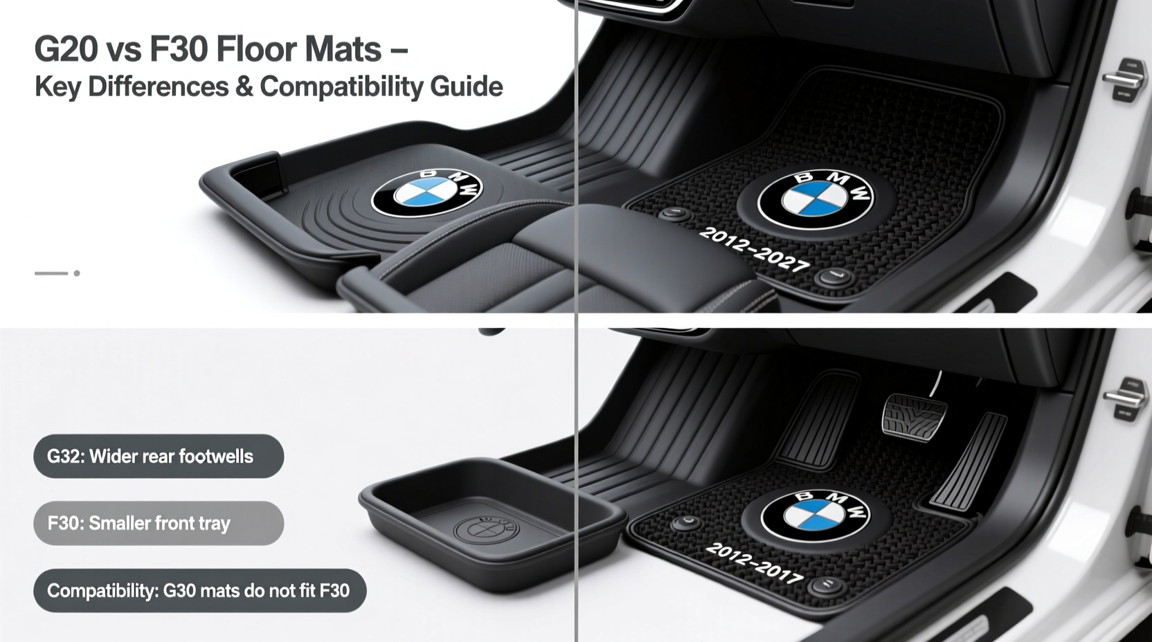 BMW G30 vs F30 Floor Mats: Key Differences & Compatibility Guide
