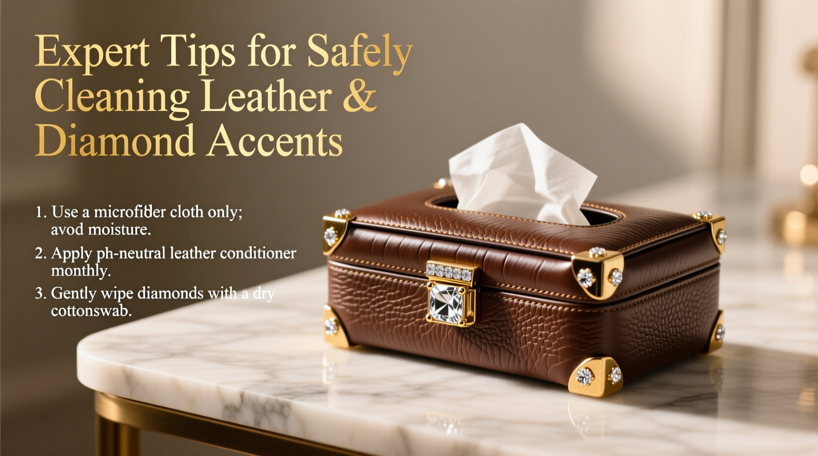 Expert Tips For Safely Cleaning Leather And Diamond Accented Tissue Boxes