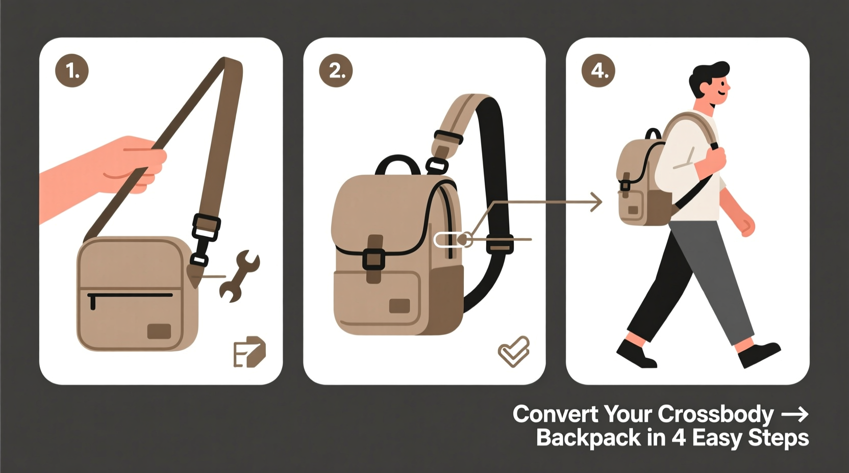 Step By Step Guide To Converting Your Crossbody Bag Into A Comfortable ...