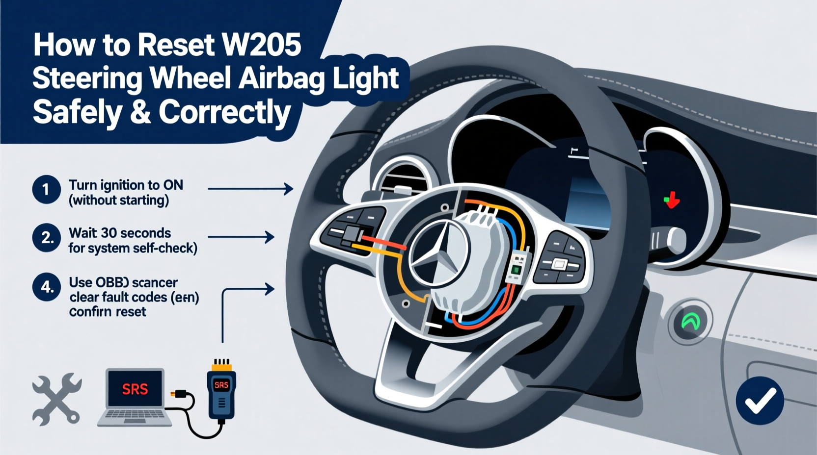 How to Reset W205 Steering Wheel Airbag Light Safely & Correctly