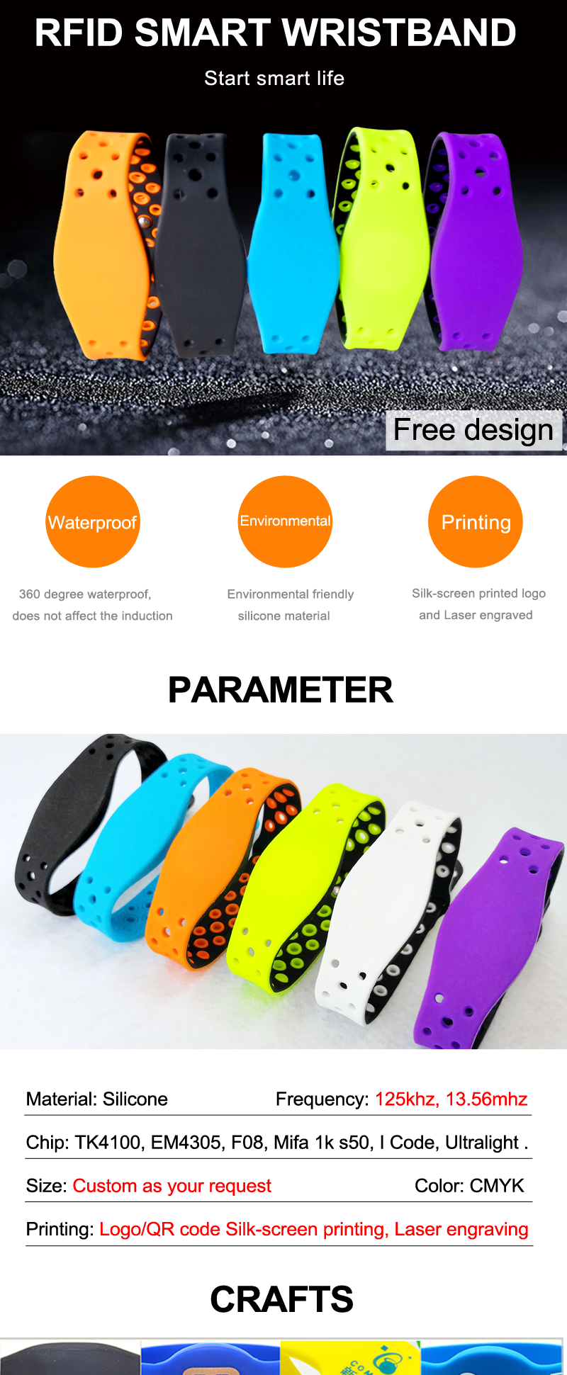 Porous easy to adjust size wristband and flexible silicone bracelets ...