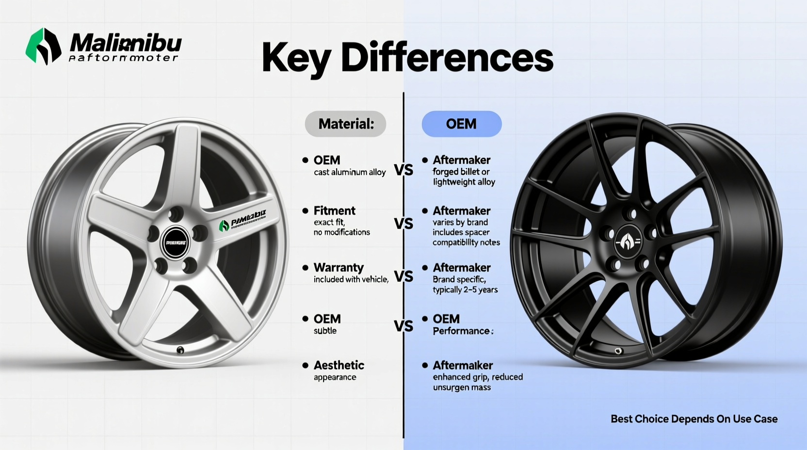 Malibu Aftermarket vs OEM Wheels: Key Differences & Best Choice