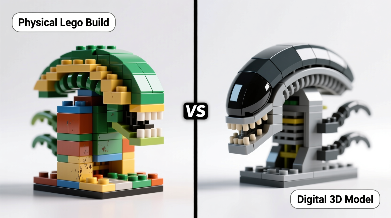 Buildmoc Alien Moc 27578 Vs 3d Model Is The Physical Lego Build Really ...