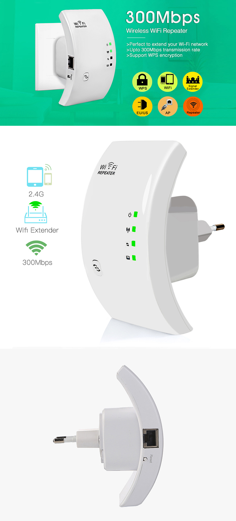 Wireless WIFI Repeater 300Mbps Wifi Extender Long Distance Wifi Signal Amplifier Wi-fi Booster ...