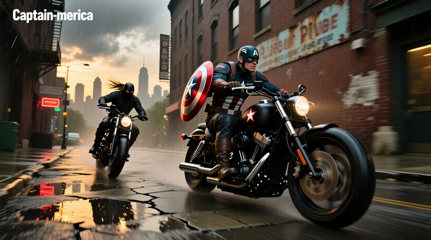 What motorcycle chase scene features Captain America and Winter Soldier ...