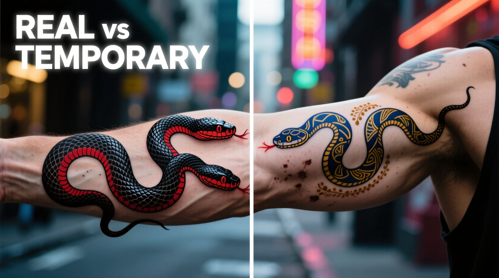 Real Snake Tattoo Vs Temporary Which One Wins If Youre Indecisive