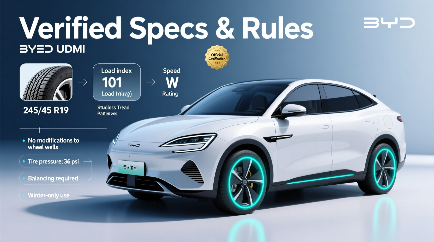 BYD Seal UDMI Winter Tire Fitment Guide: Verified Specs & Rules