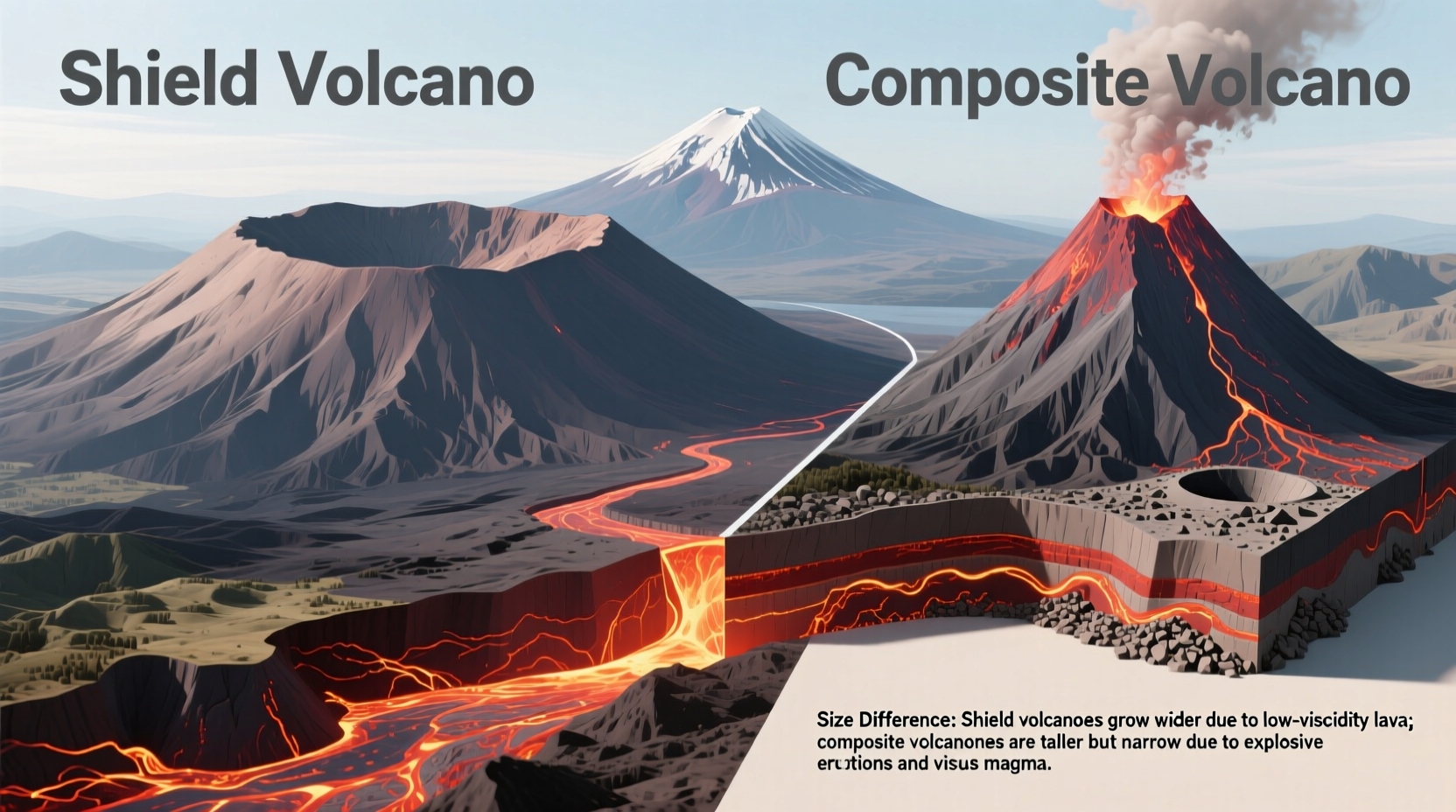 Shield Vs Composite Volcanoes Why The Size Difference