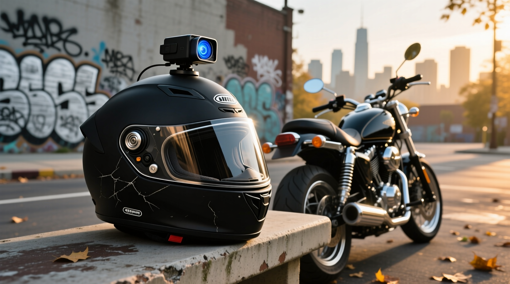 Motorcycle Helmet with Rear Camera Guide
