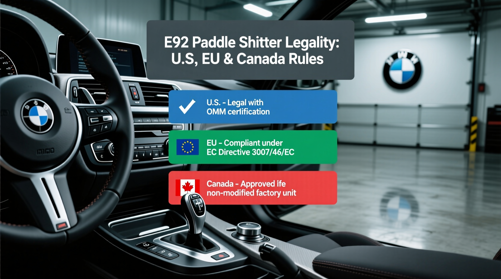 E92 Paddle Shifter Legality: U.S., EU & Canada Rules