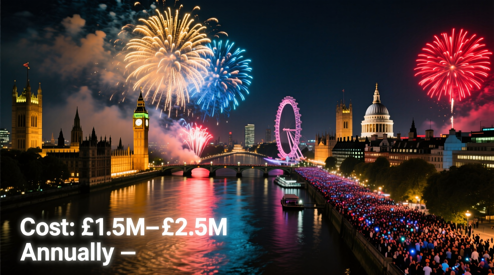 London New Year Fireworks Cost: £1.5M–£2.5M Annually