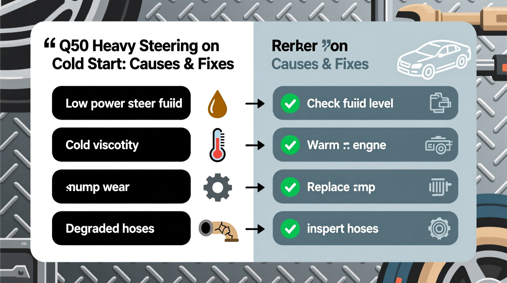 Q50 Heavy Steering on Cold Start: Causes & Fixes