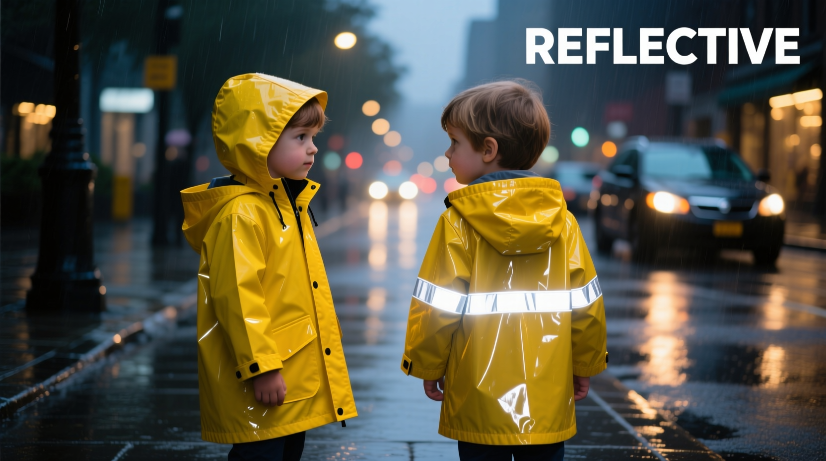 Reflective Vs Non Reflective Kids Raincoat Is The Extra Visibility ...