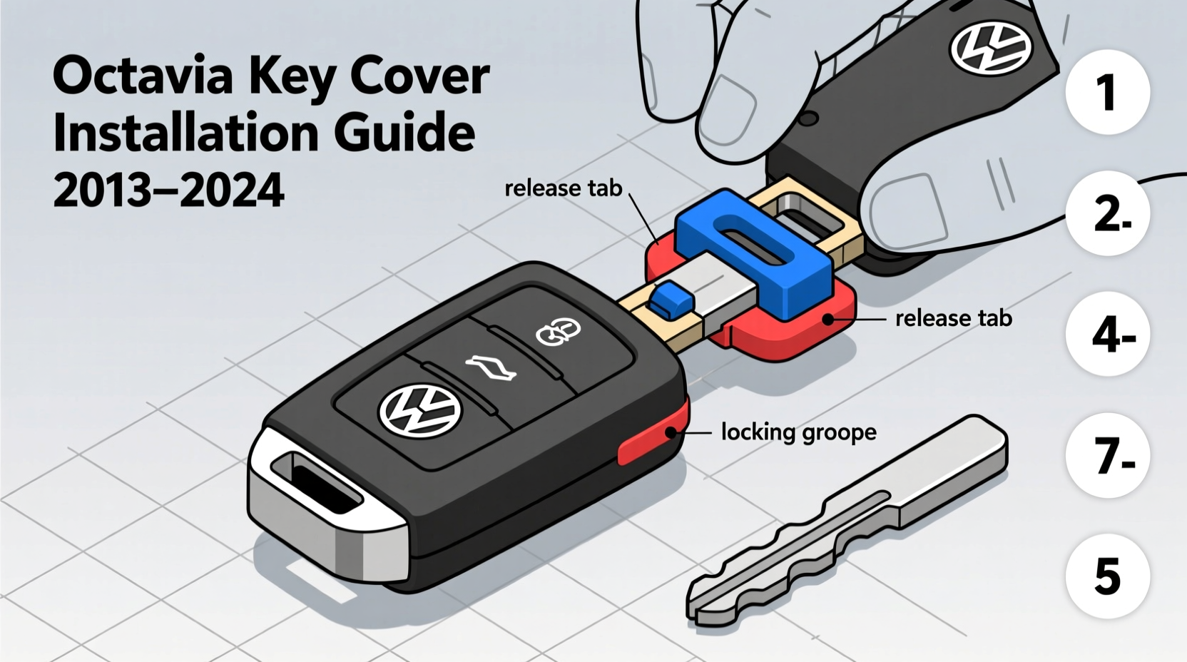Octavia Key Cover Installation Guide for 2013–2024 Models