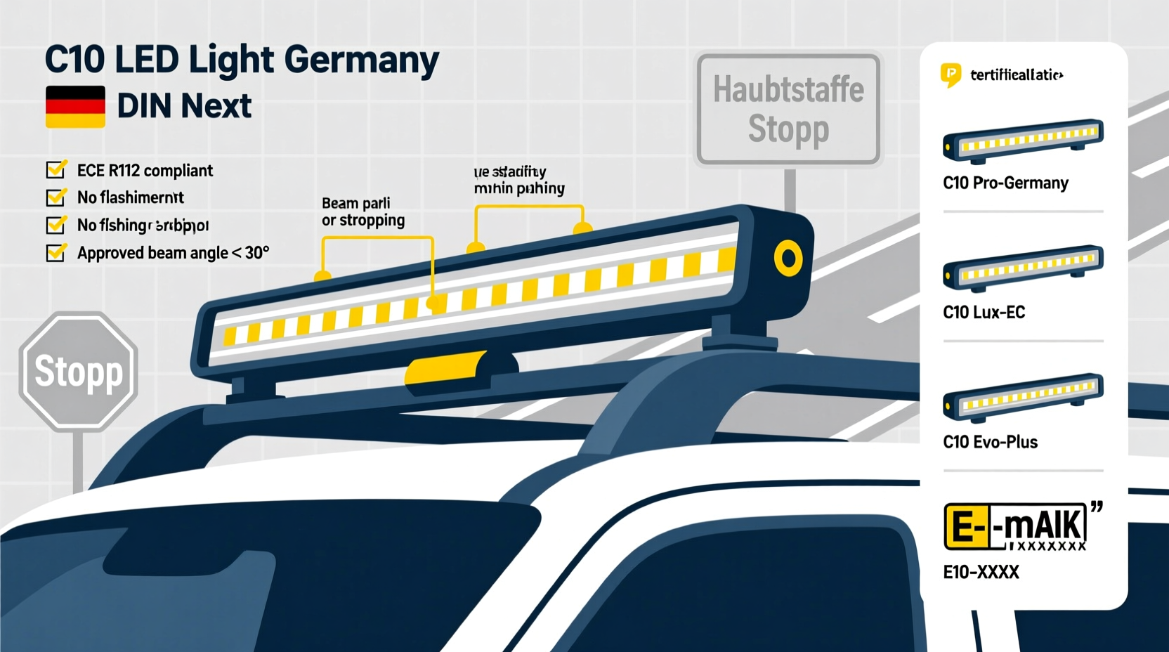 C10 LED Light Bars in Germany: Legal Requirements & Certified Models