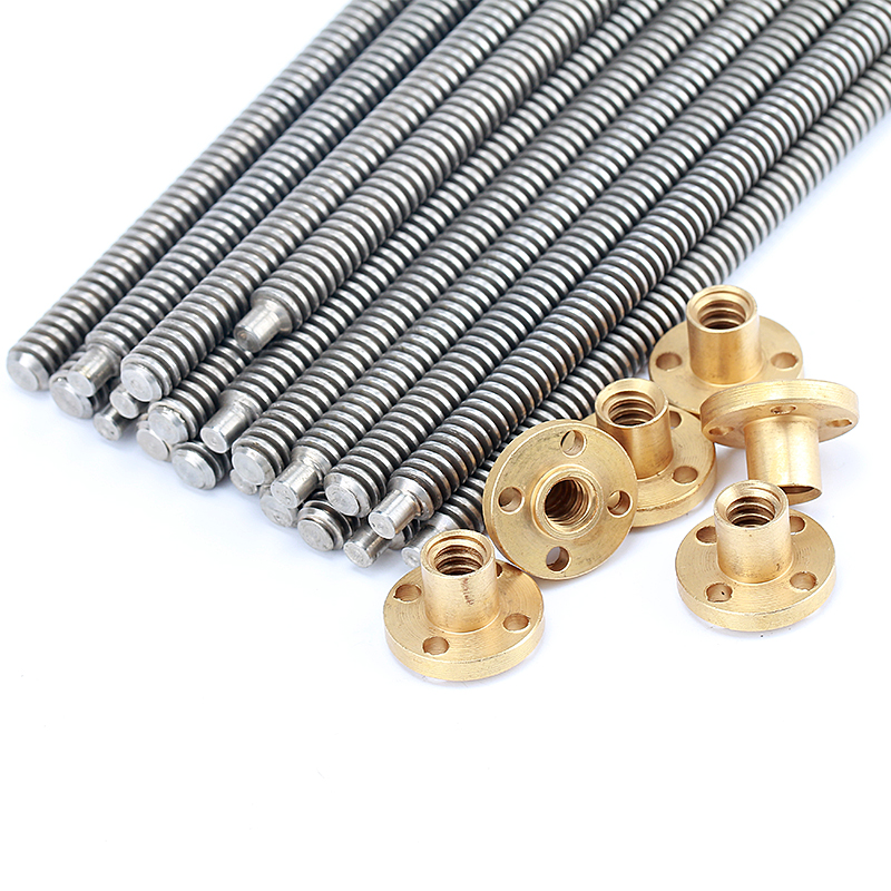 Tr8*2 Tr8x2 8mm trapezoidal thread lead screw with flange brass nut ...