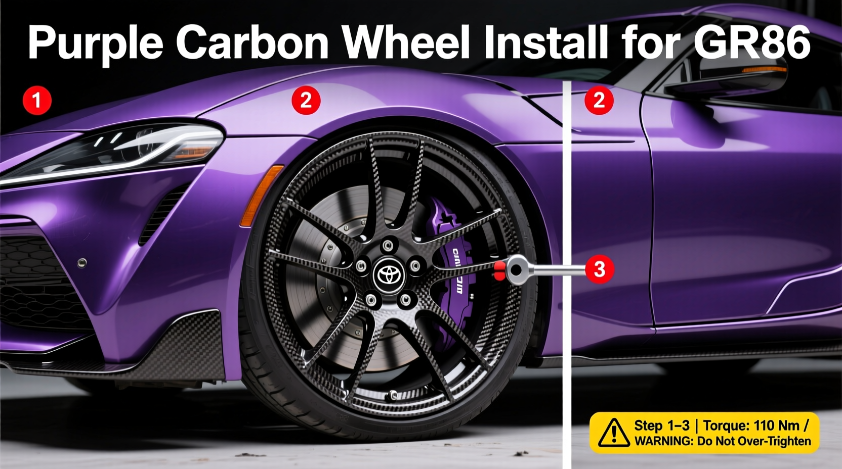Purple Carbon Wheel Install for GR86: Fitment, Steps & Warnings