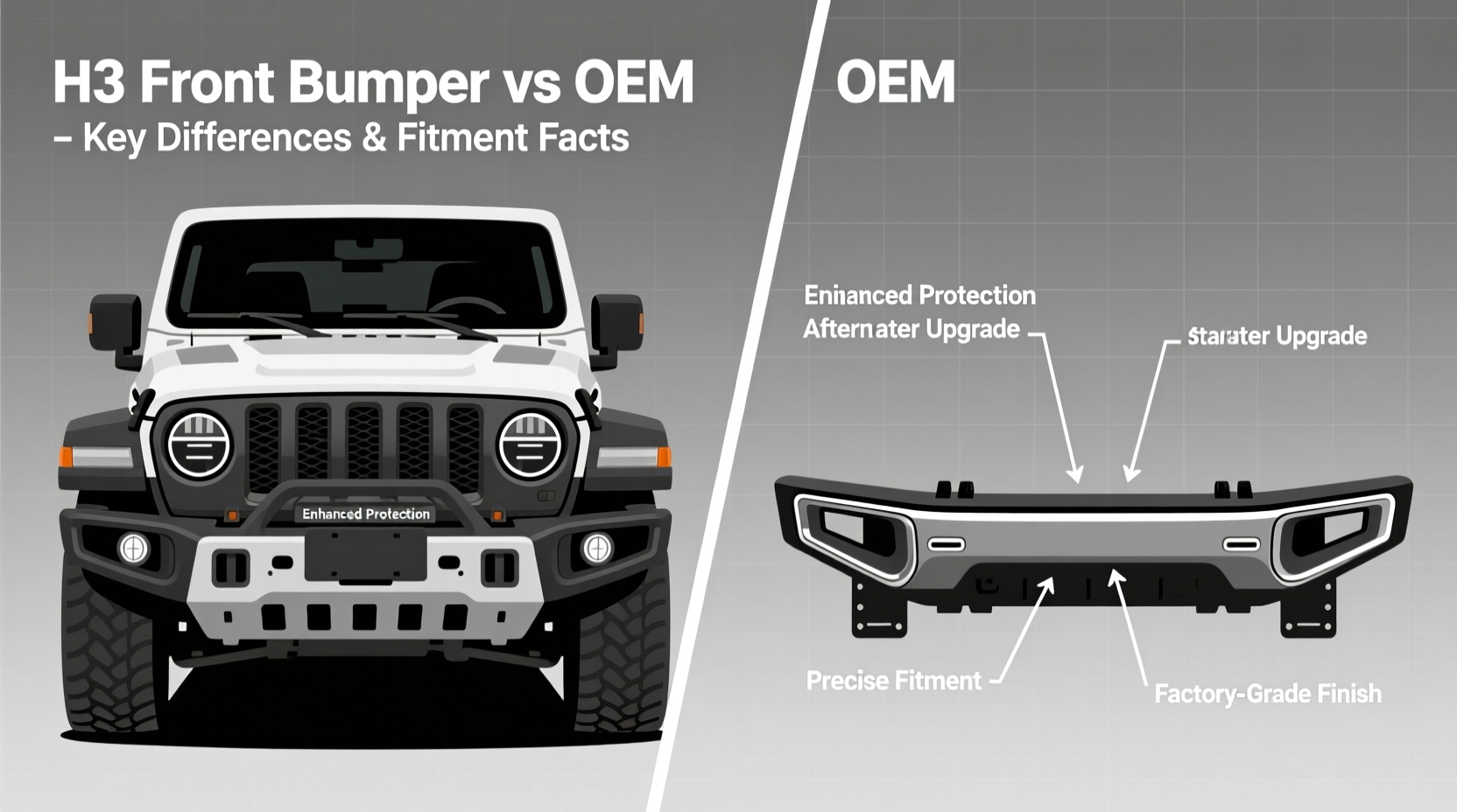 H3 Front Bumper vs OEM: Key Differences & Fitment Facts