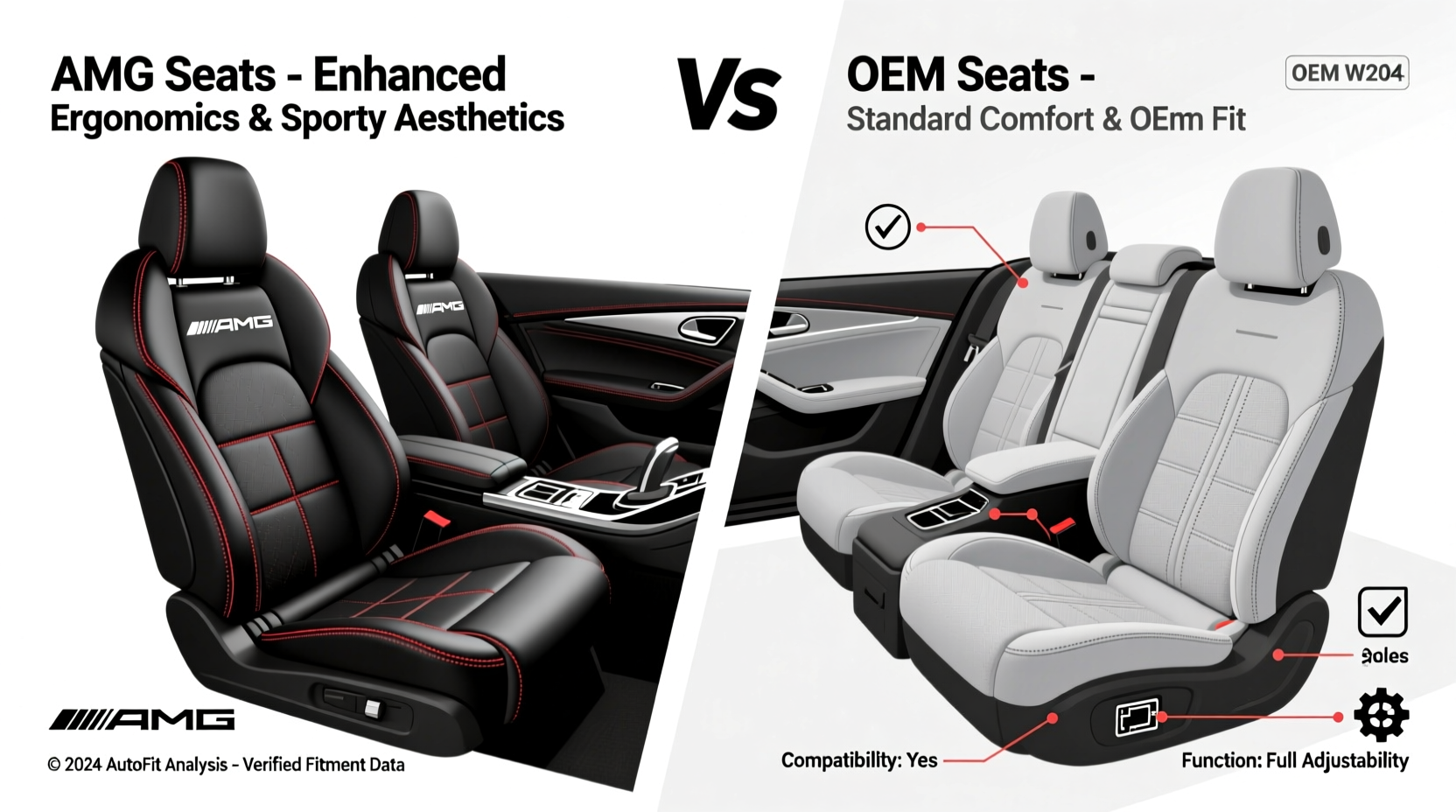 AMG vs OEM W204 Seats: Fit, Function & Compatibility Facts