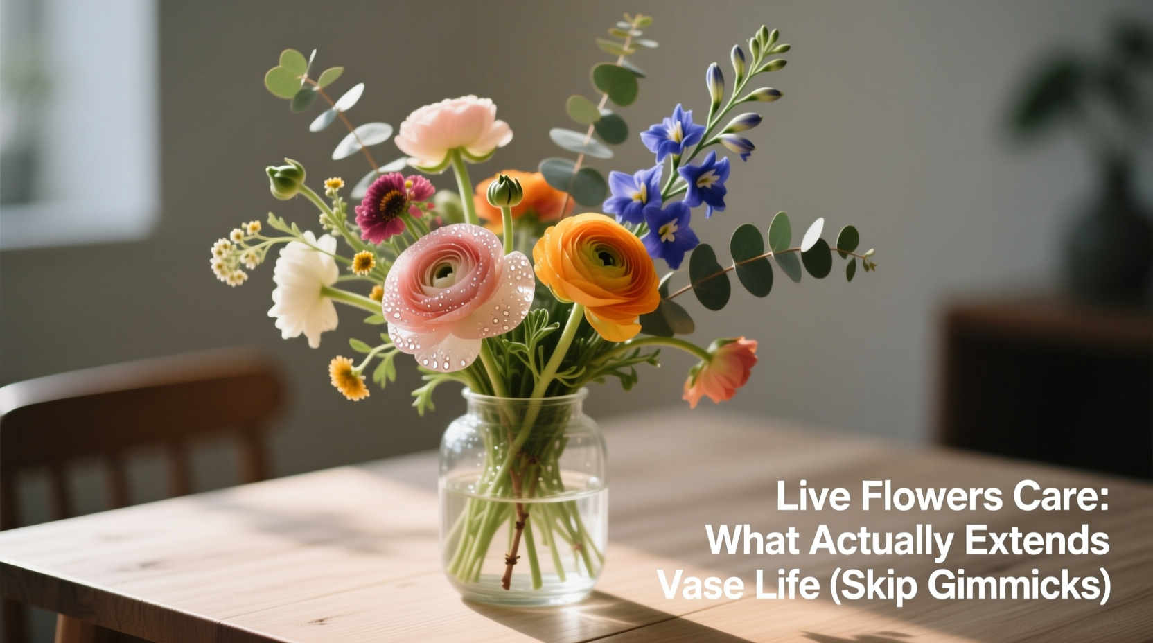 Live Flowers Care: What Actually Extends Vase Life (Skip Gimmicks)