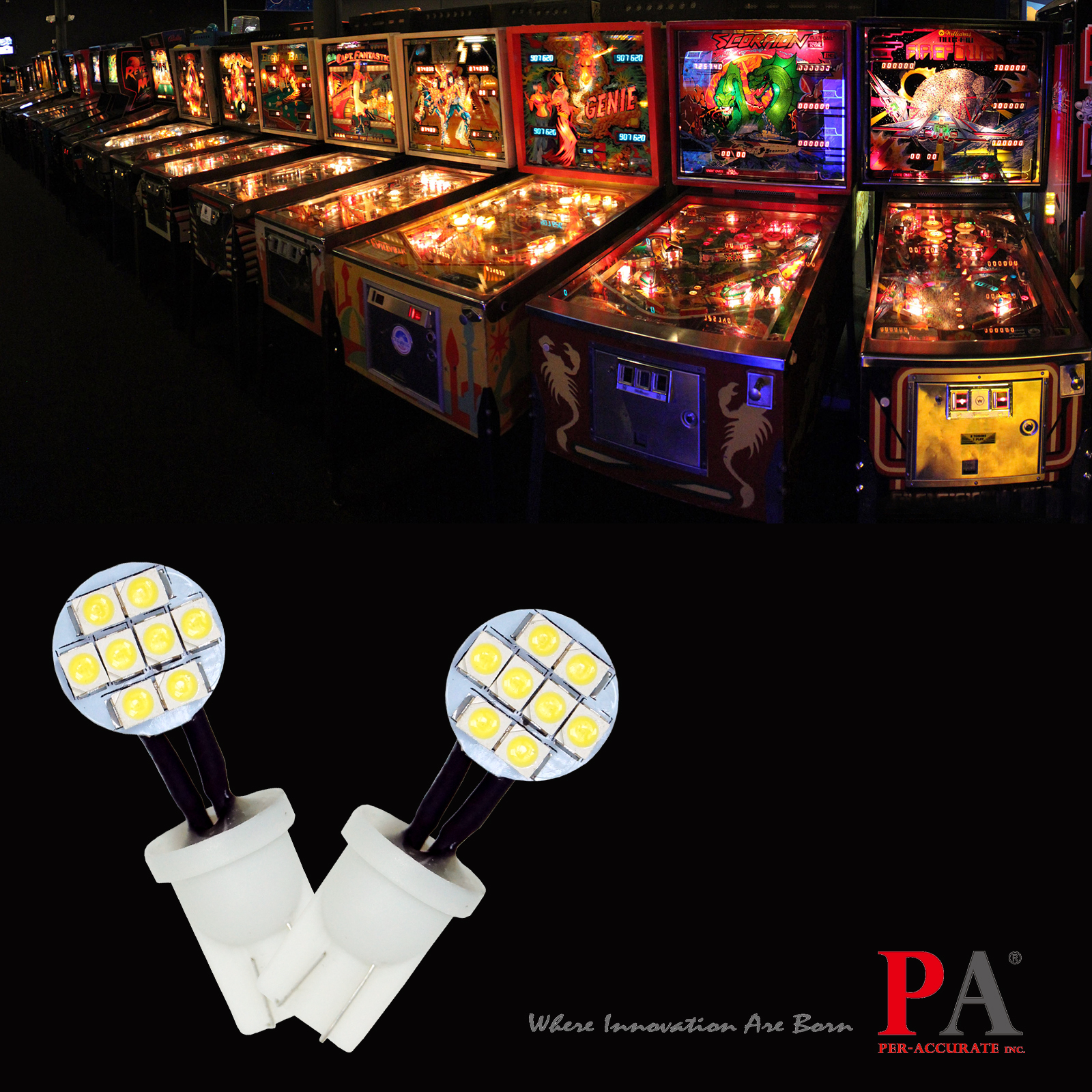PA Pinball Machine 8SMD 3528 T10 #555 W5W Flicker LED Light Indicator ...