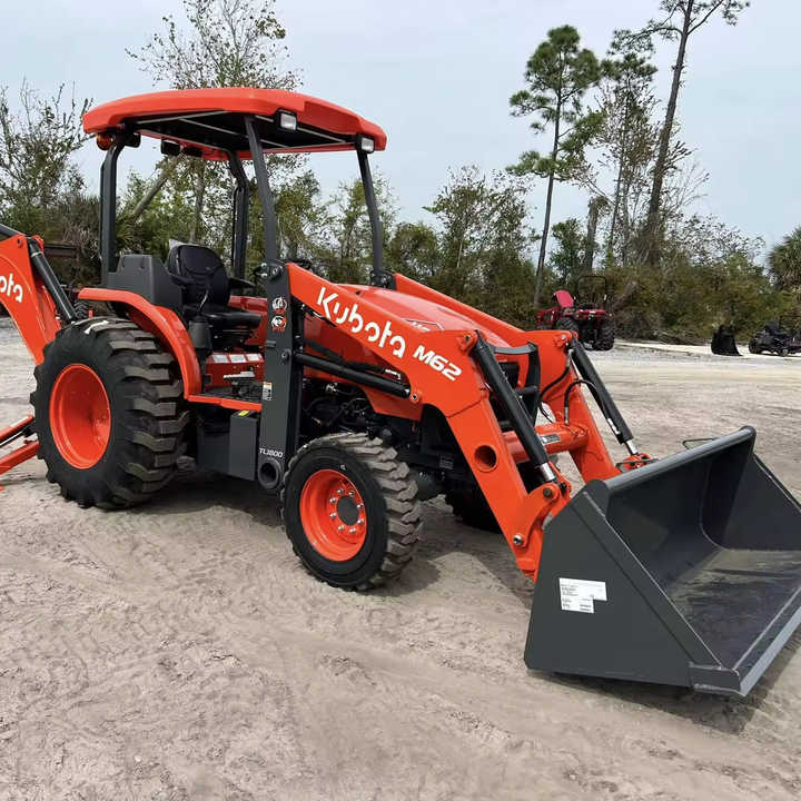 KUBOTA M62 TRACTOR with Front Loader and Backhoe - High Productivity